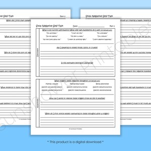 Stop Negative Self-talk Printable Worksheets - Thought Therapy ...