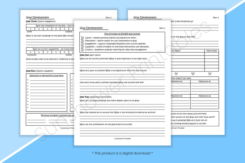 Goal Development Printable Worksheets Habit Resolution - Etsy