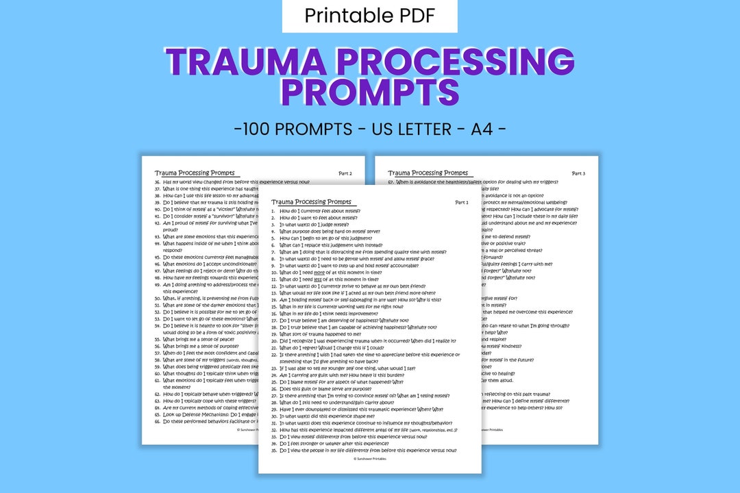Trauma Processing Journal Writing Prompts 100 Printable Questions, PTSD ...