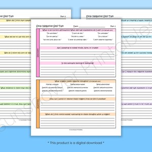 Stop Negative Self-talk Printable Worksheets - Thought Therapy ...