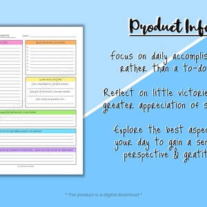 Daily Accomplishments Printable Journal Page Gratitude Reflections ...