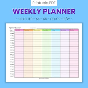 Printable 12-hour Interval Weekly Planner 30 Minute Agenda - Etsy