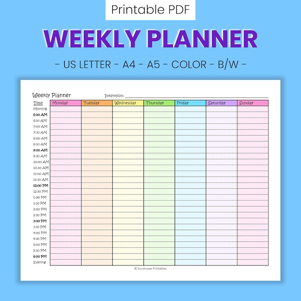 Printable Weekly Planner - Etsy