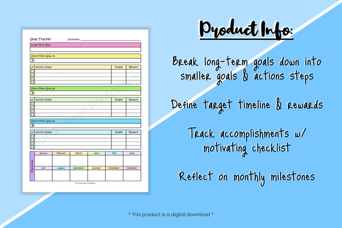 Goal Tracker Printable Habit Planner Goal Setting, Habit Tracking ...