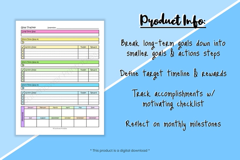Goal Tracker Printable Habit Planner - Goal Setting, Habit Tracking ...