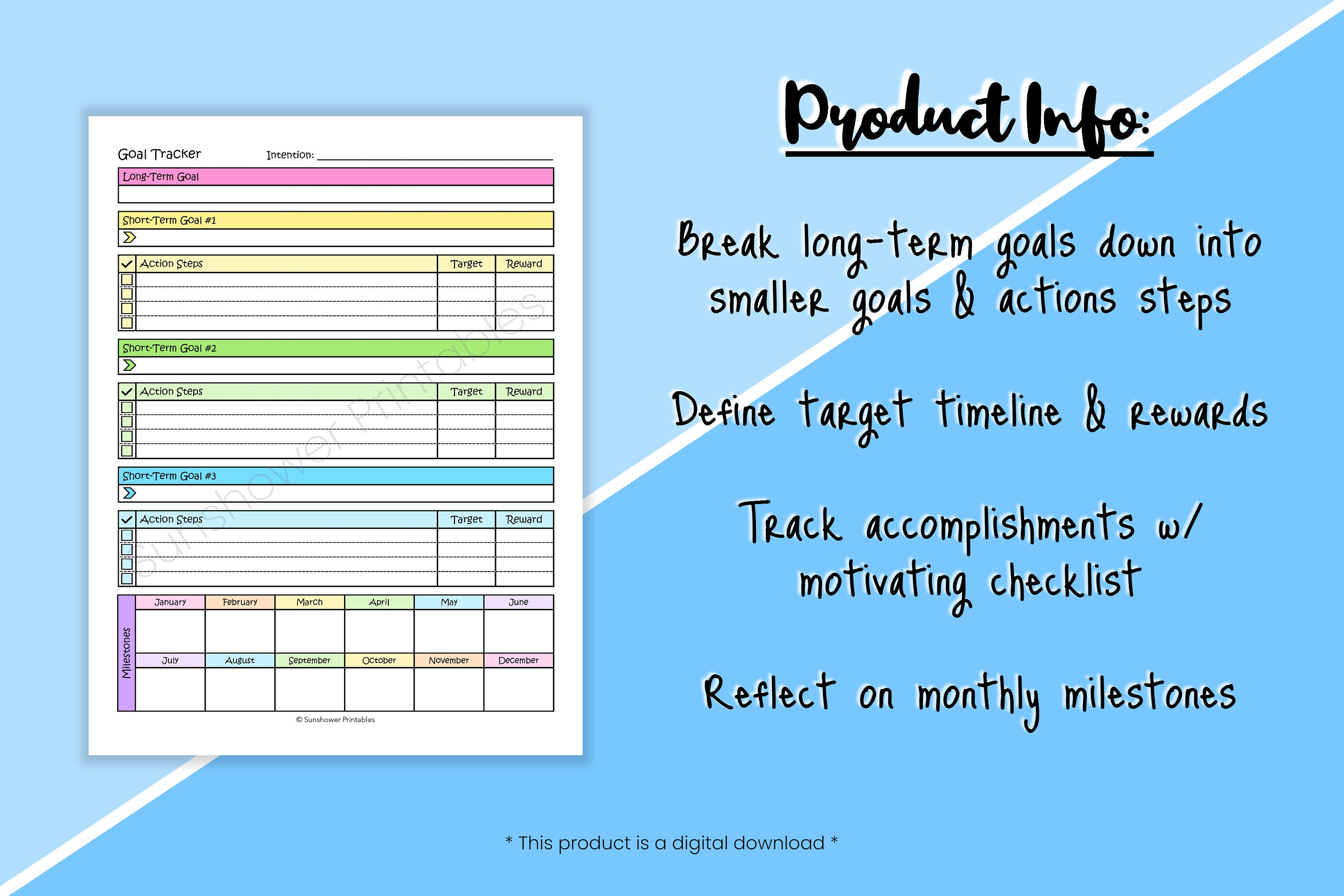 Goal Tracker Printable Habit Planner - Goal Setting, Habit Tracking ...