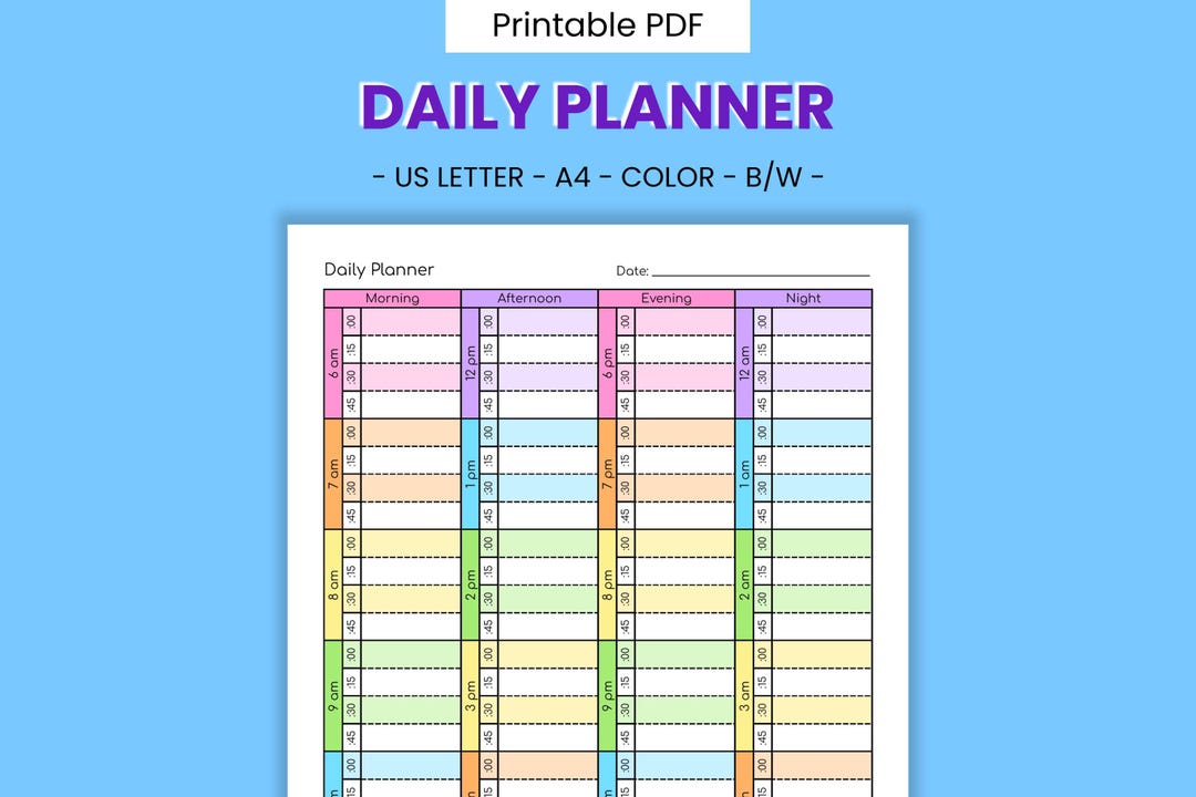 Daily Planner Printable Agenda - Increment Schedule, ADHD Productivity ...