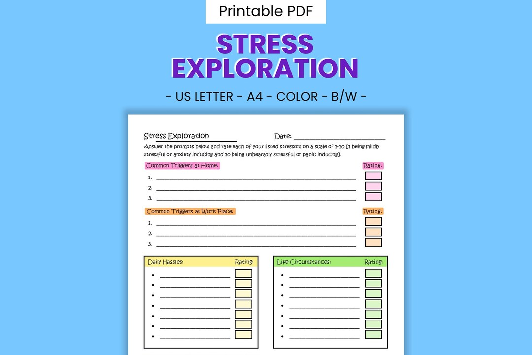 Stress Exploration Printable Self Evaluation - Panic & Stress Relief ...