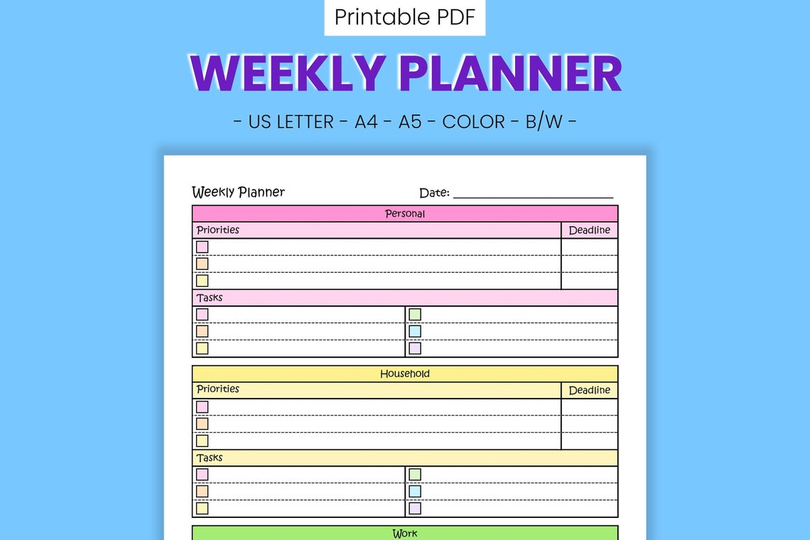 Printable Weekly Priority Planner Task Checklist Goat - Etsy
