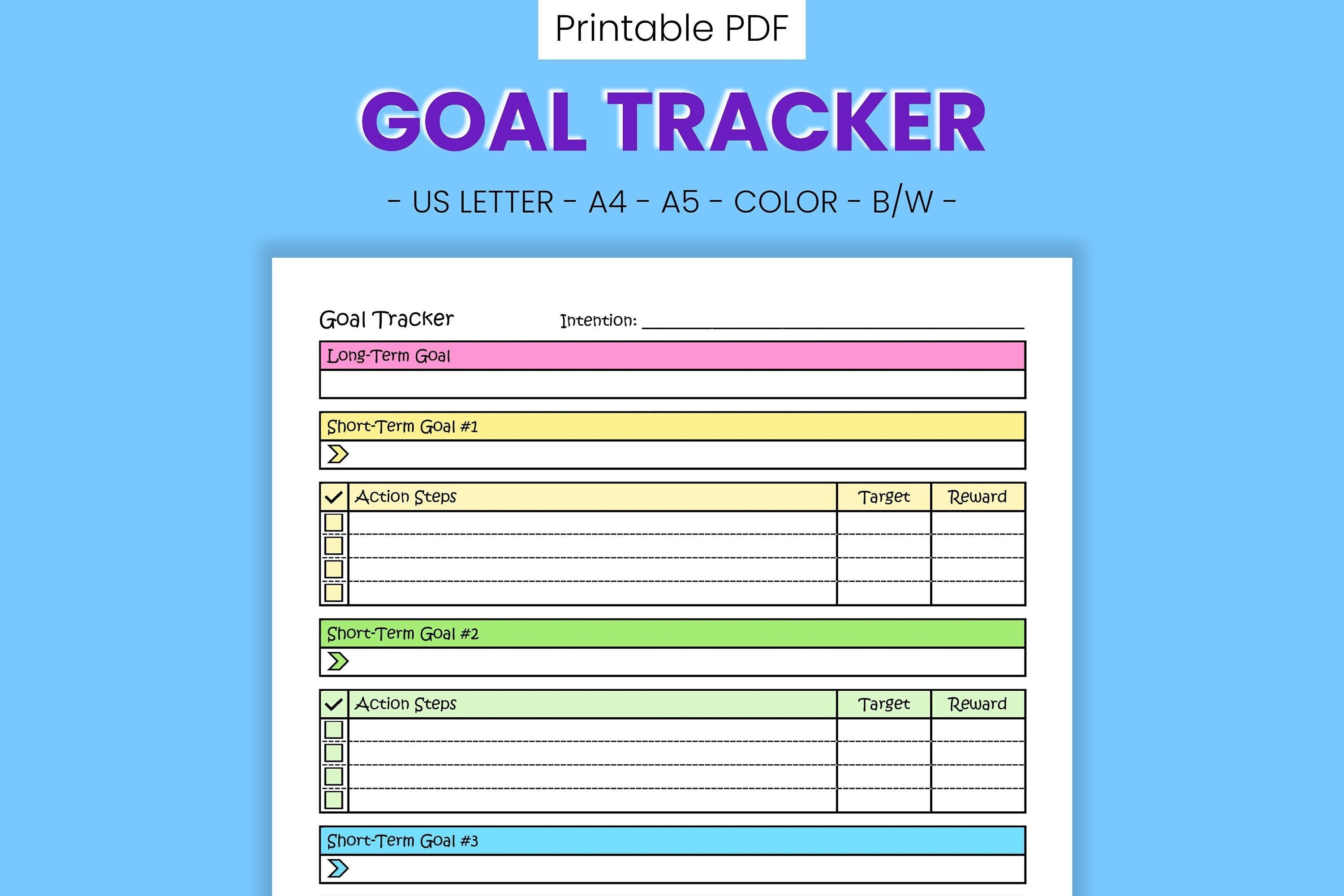 Goal Tracker Printable Habit Planner Goal Setting Habit - Etsy