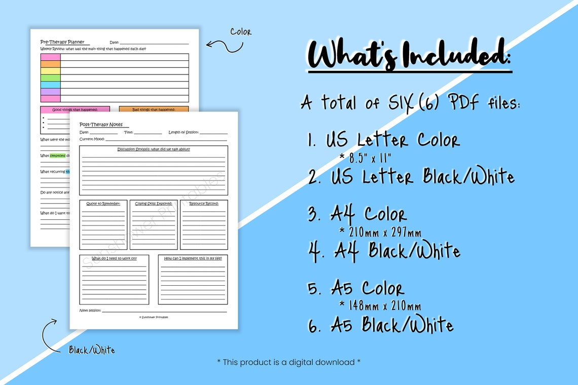Therapy Note Taking Printable Worksheets Mental Illness - Etsy