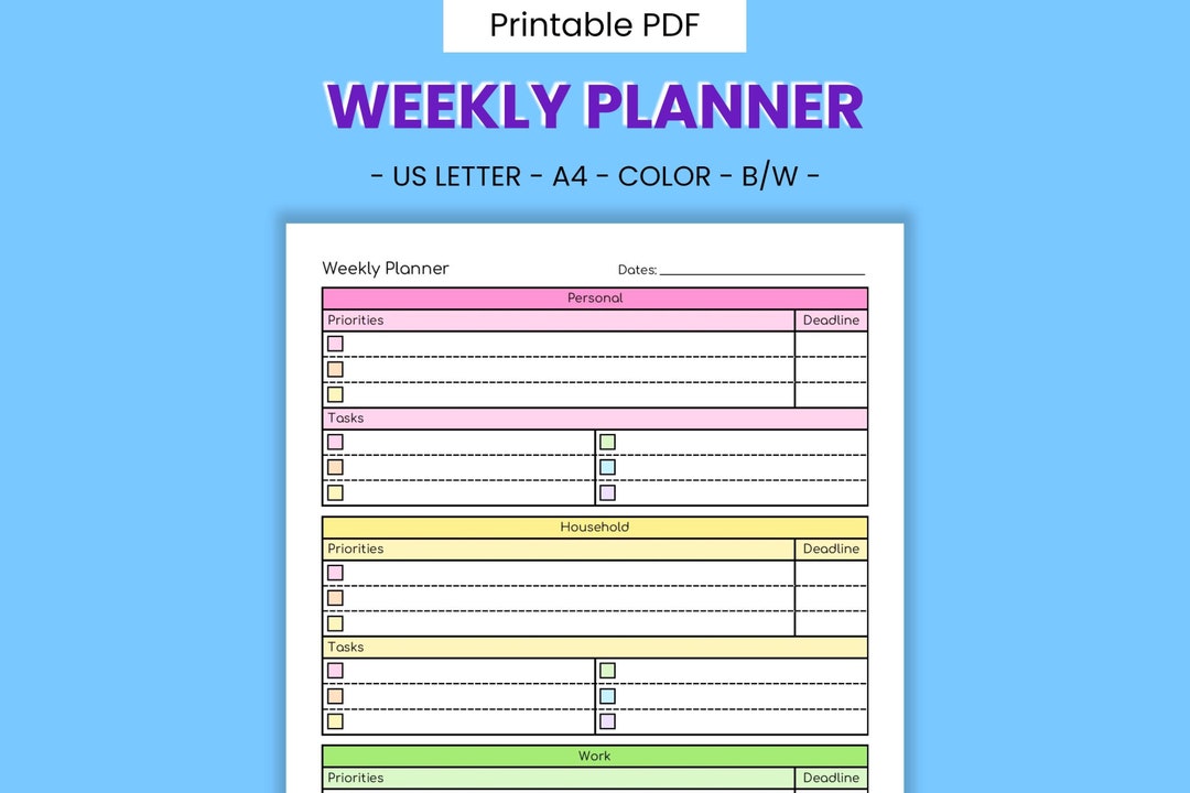 Printable Weekly Priority Planner - Task Checklist, Set Goats ...