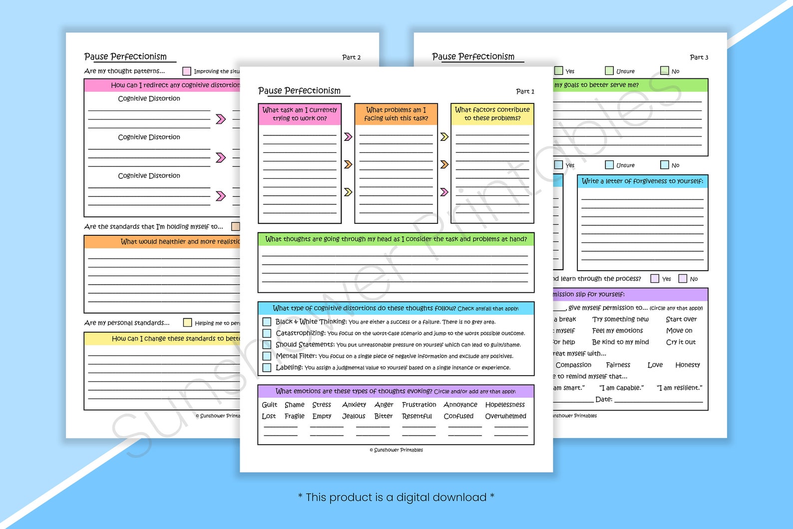 Stopping Perfectionism Printable Worksheets Self-esteem Therapy ...