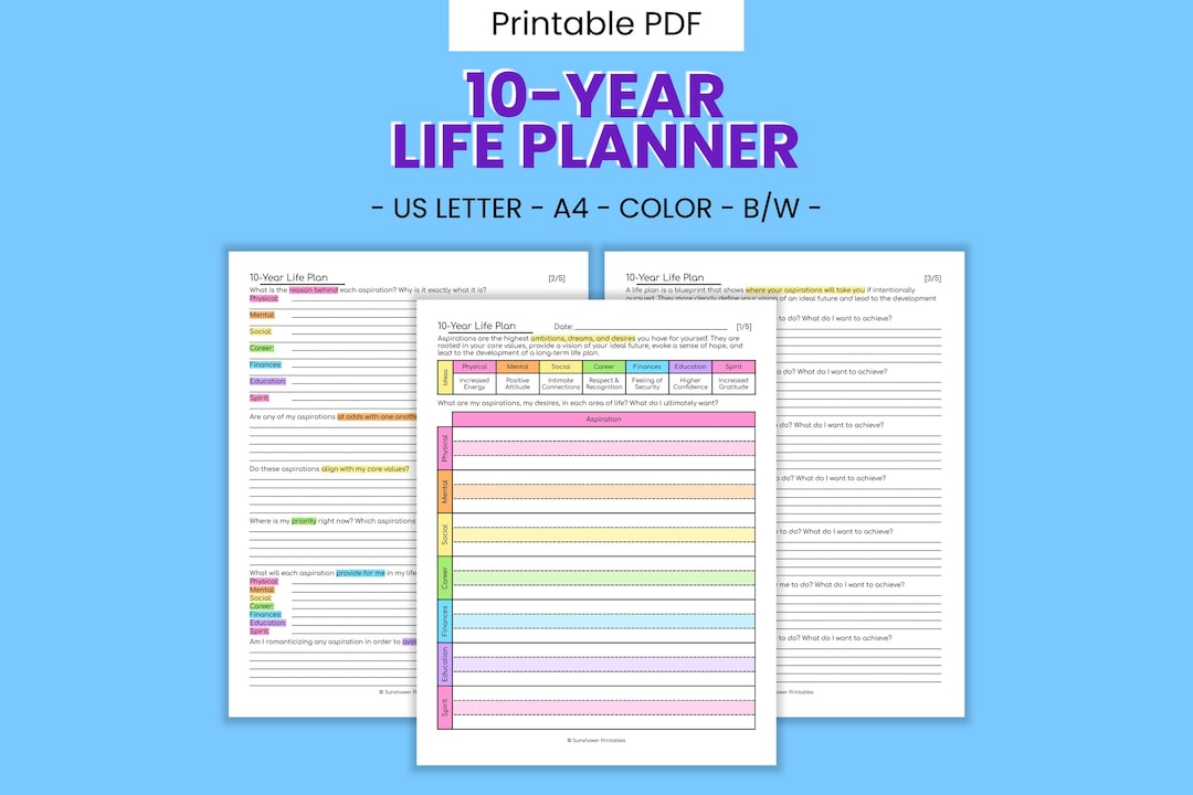 Printable 10-year Life Planner - Etsy