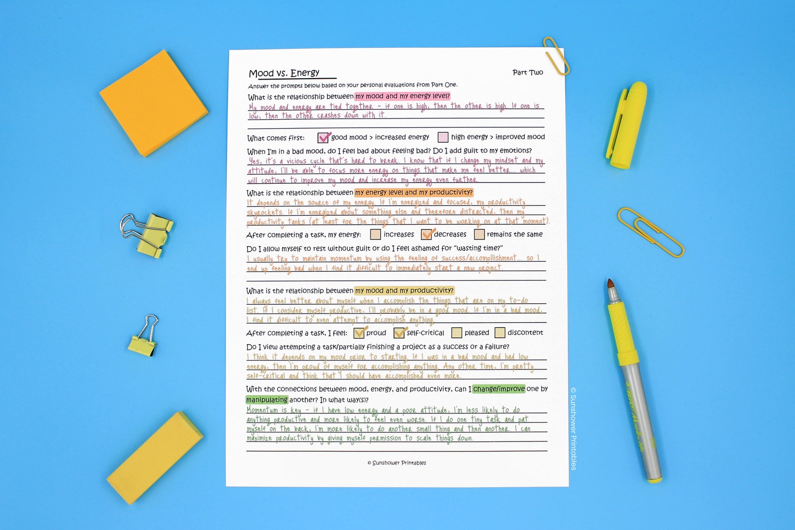 Mood Vs Energy Printable Worksheets Emotion Exploration - Etsy