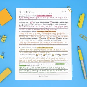 Mood Vs Energy Printable Worksheets Emotion Exploration - Etsy