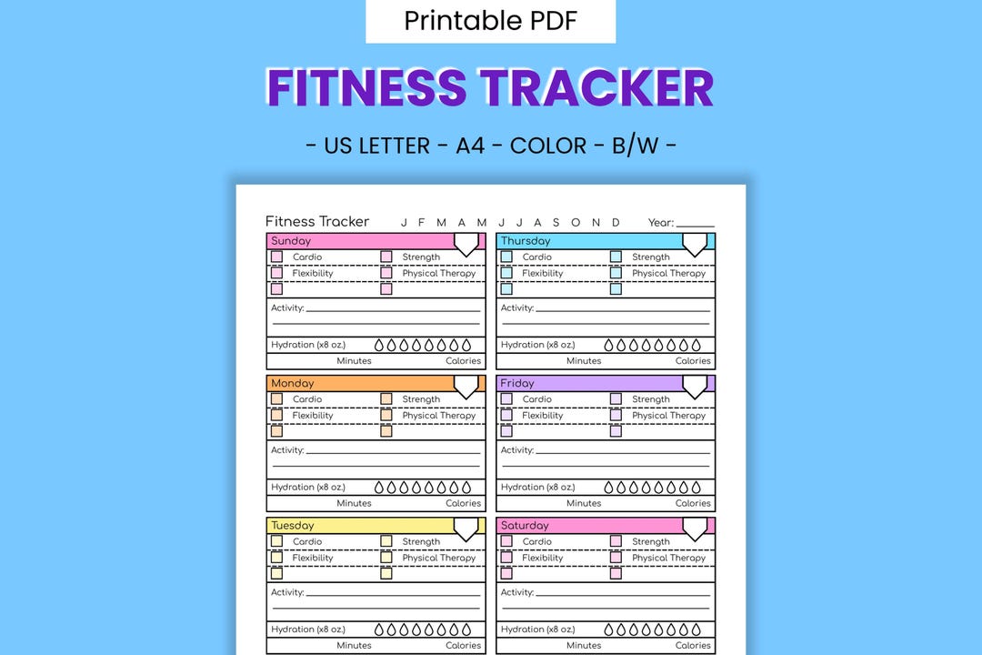 Fitness Tracker Printable Exercise Journal Exercise Record, Weight-loss ...