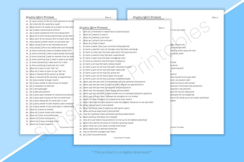 Shadow Work Journal Writing Prompts 100 Printable - Etsy