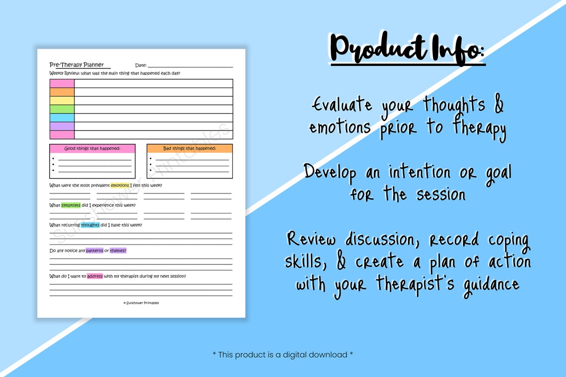Therapy Note Taking Printable Worksheets Mental Illness - Etsy