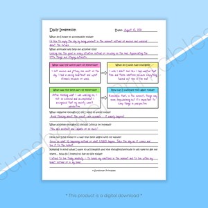 Daily Intention Printable Journal Prompts Mindful Living - Etsy