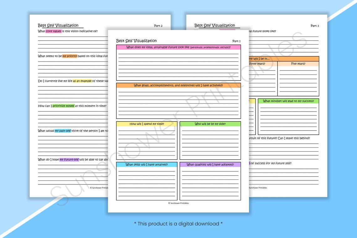 Best Self Visualization Printable Worksheets Manifest Success Journal ...