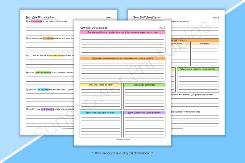 Best Self Visualization Printable Worksheets Manifest Success Journal ...