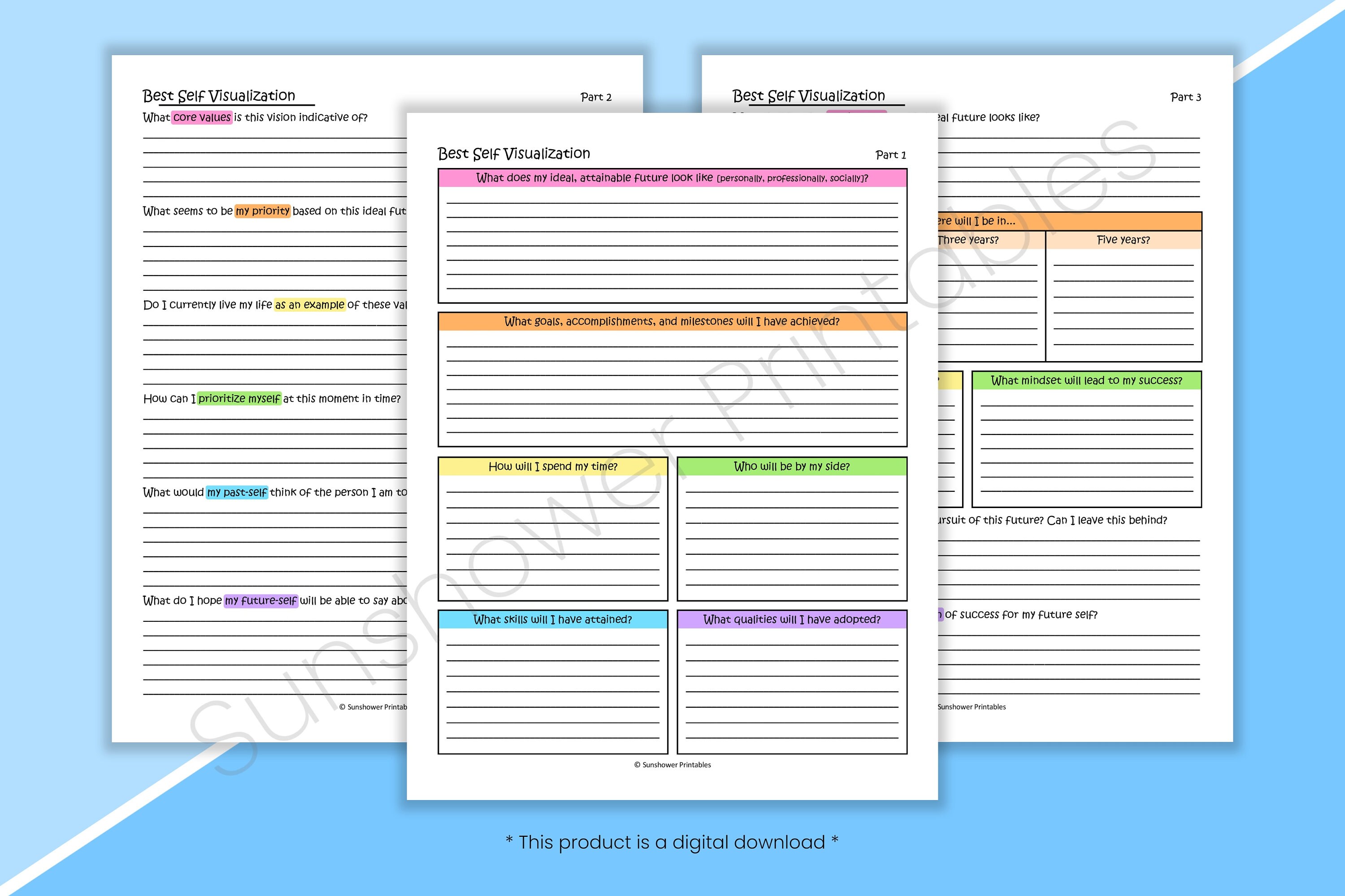 Best Self Visualization Printable Worksheets Manifest Success Journal ...