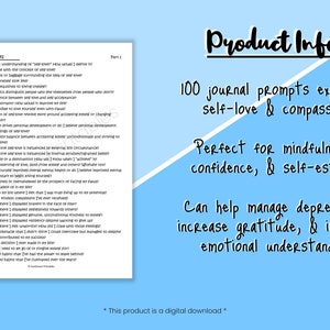 Self Love Journal Writing Prompts 100 Printable Questions, Confidence ...