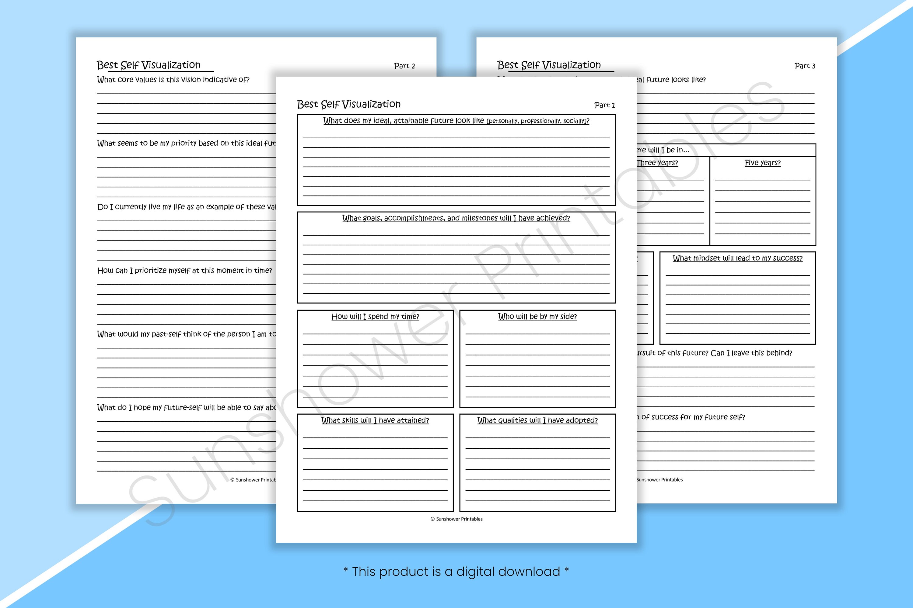 Best Self Visualization Printable Worksheets Manifest Success Journal ...