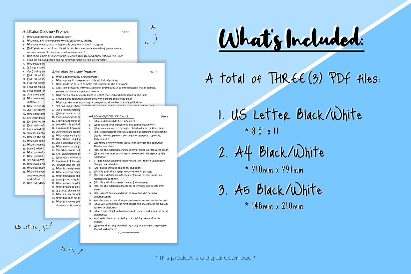 Addiction Recovery Journal Writing Prompts 100 Printable - Etsy