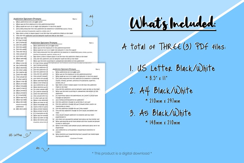 Addiction Recovery Journal Writing Prompts 100 Printable - Etsy