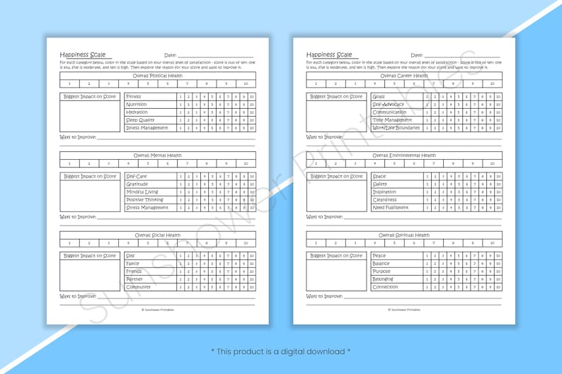 Happiness Scale Printable Worksheets Satisfaction Score Card ...