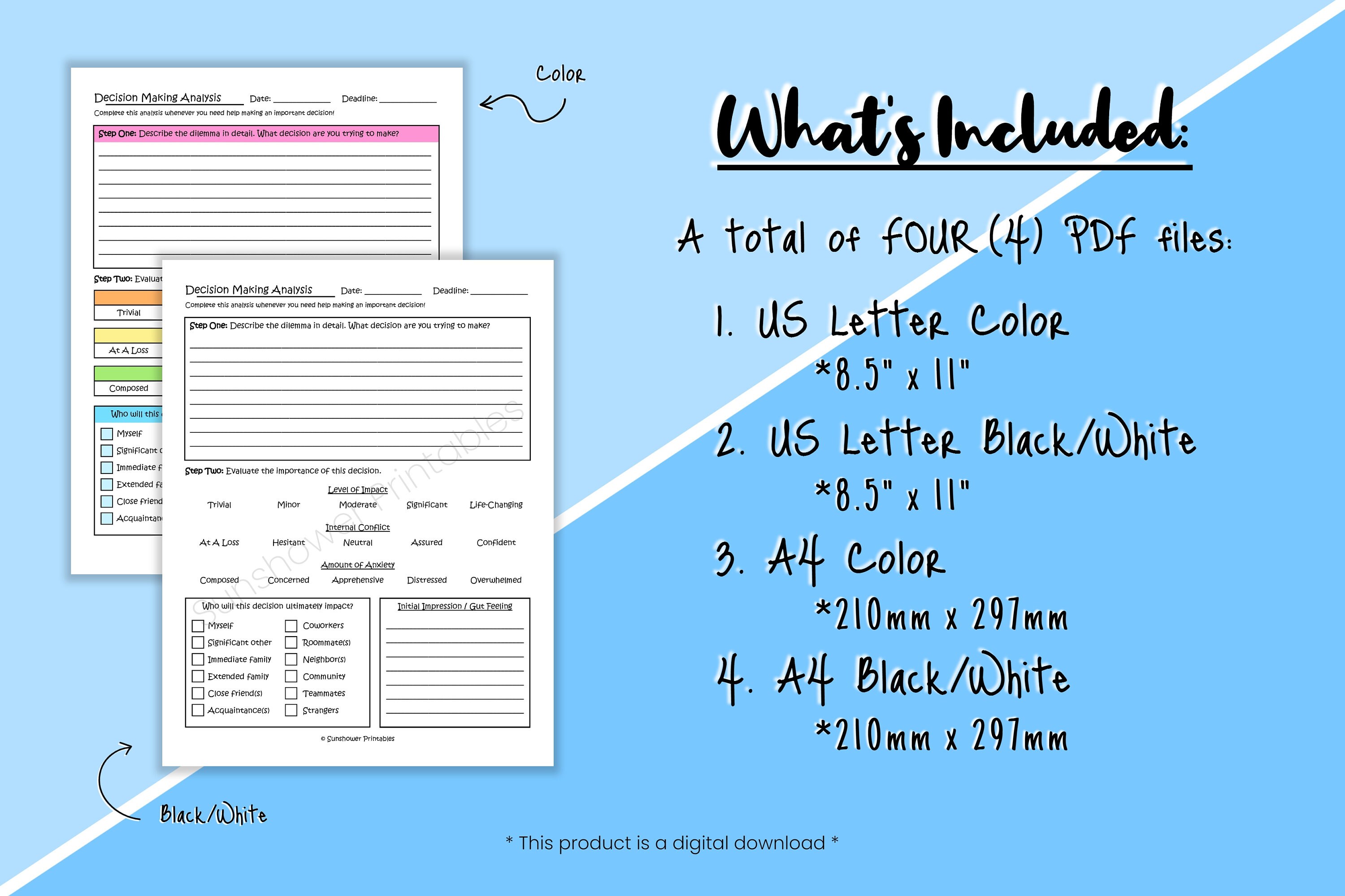 Decision Making Printable Worksheets - Opportunity Assessment, Personal ...