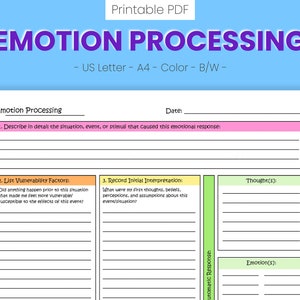 Emotion Processing Printable Therapy Worksheets Mood - Etsy