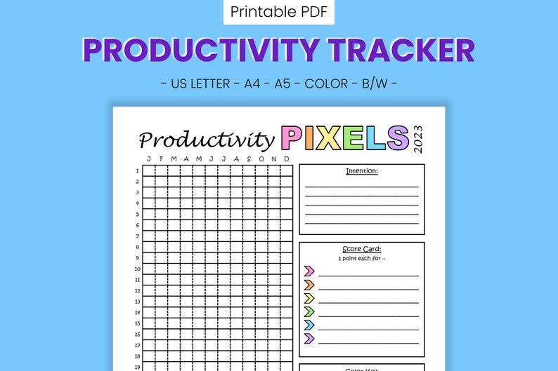 Productivity Tracking Printable Pixel Worksheet Bullet - Etsy
