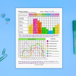 Bipolar Disorder Printable Mood Tracker Symptom Record - Etsy