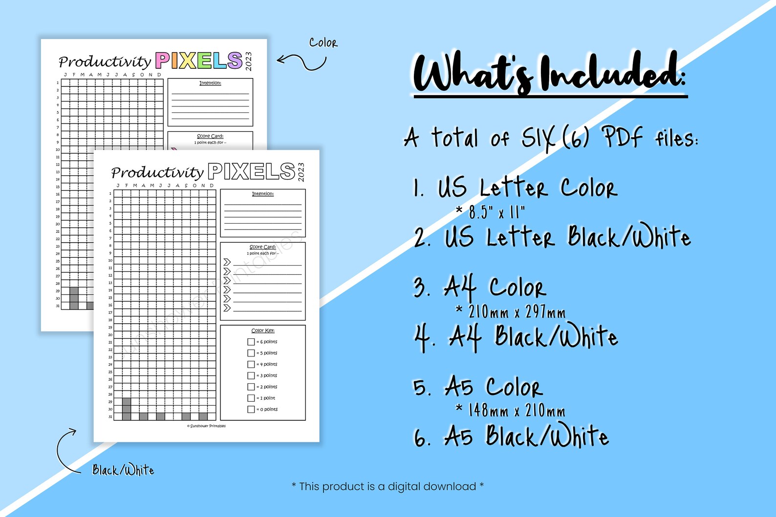 Productivity Tracking Printable Pixel Worksheet Bullet - Etsy