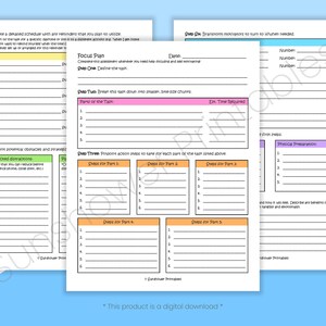 Focus Plan Printable Worksheets Productivity & Time - Etsy