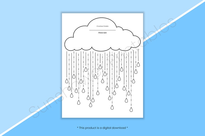 Raindrop Printable Mood Tracker Monthly Coloring Page, Daily Emotion ...