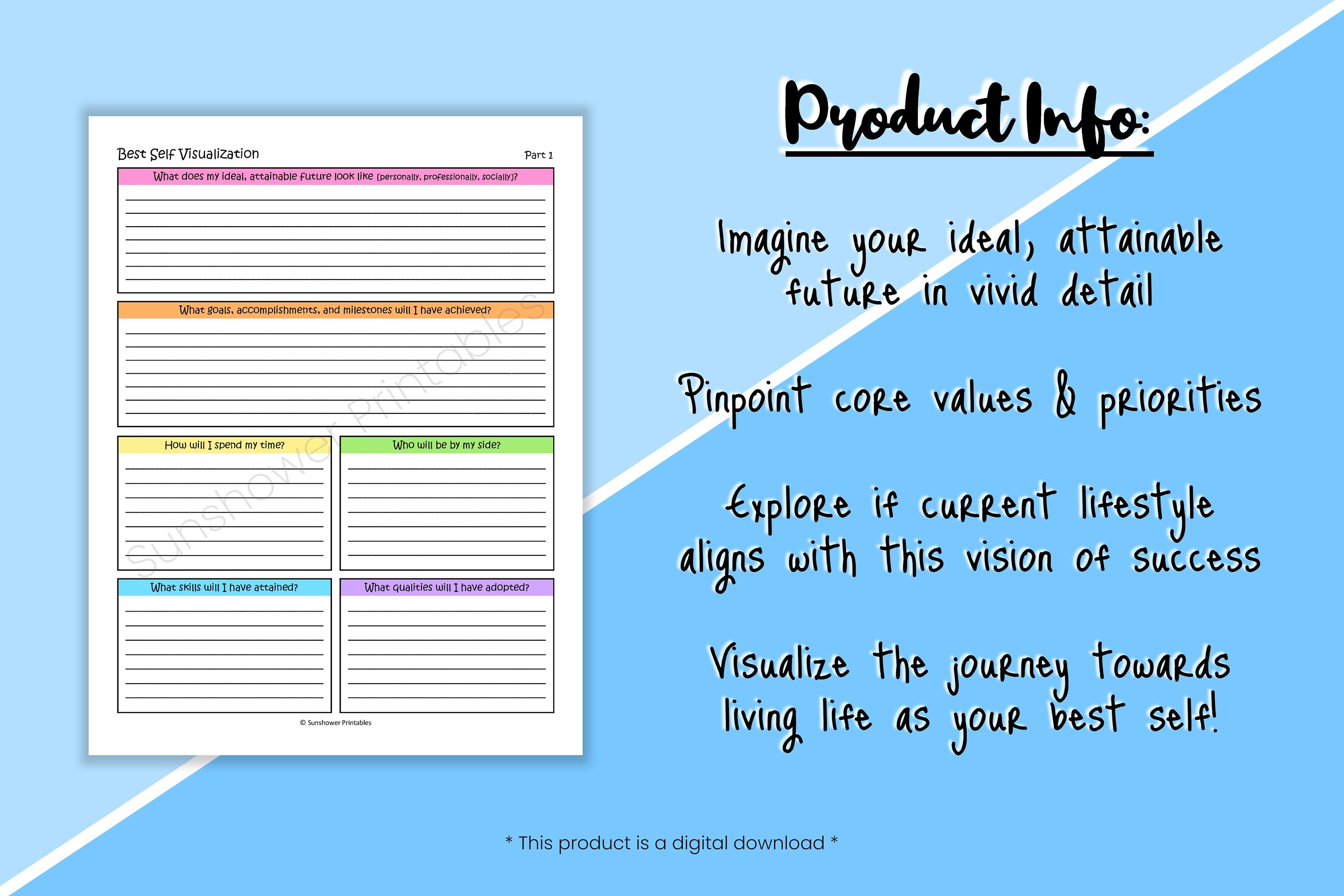 Best Self Visualization Printable Worksheets Manifest Success Journal ...