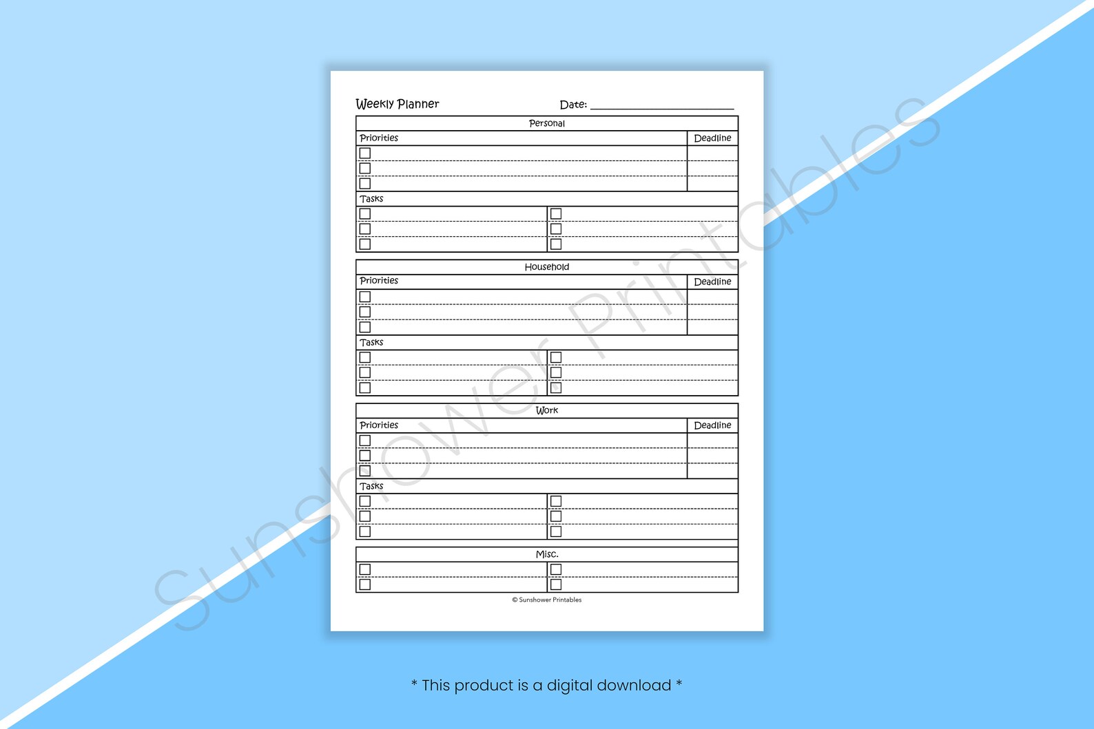 Printable Weekly Priority Planner Task Checklist, Goat Setting ...