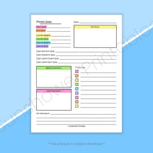 Fitness Goal Setting Journal Page Printable Daily | Etsy