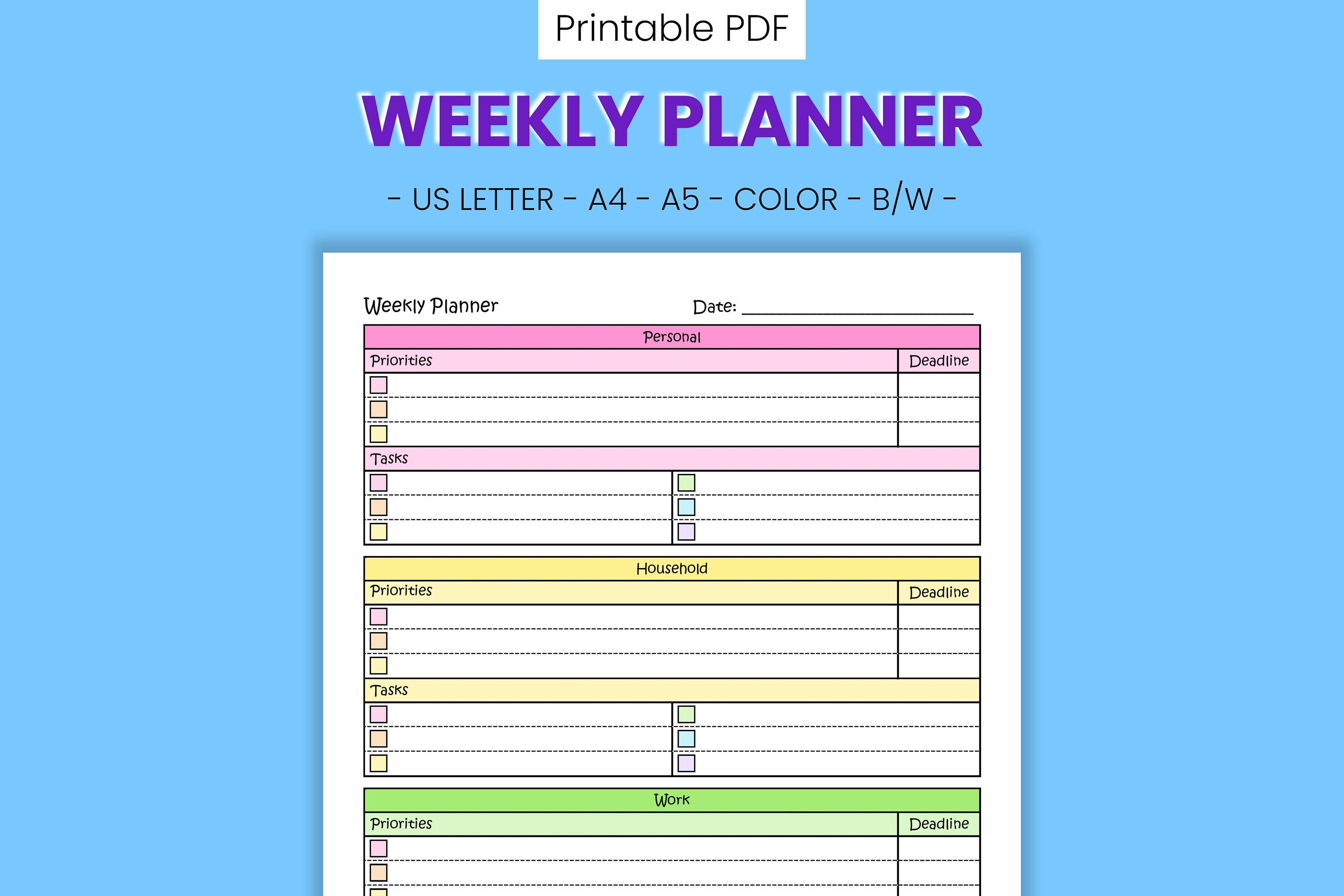 Printable Weekly Priority Planner Task Checklist Goat - Etsy