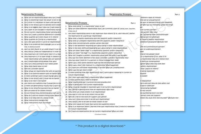 Relationship Journal Writing Prompts 100 Printable Questions, Healthy ...