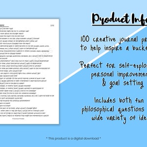 Bucket List Journal Writing Prompts 100 Printable Questions, Manifest ...