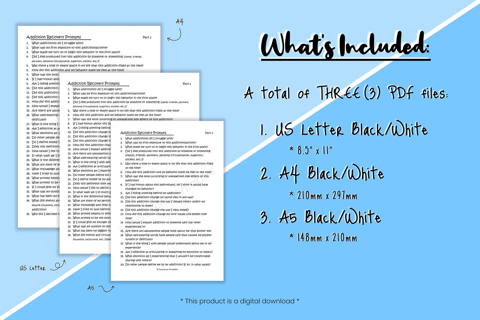 Addiction Recovery Journal Writing Prompts 100 Printable - Etsy