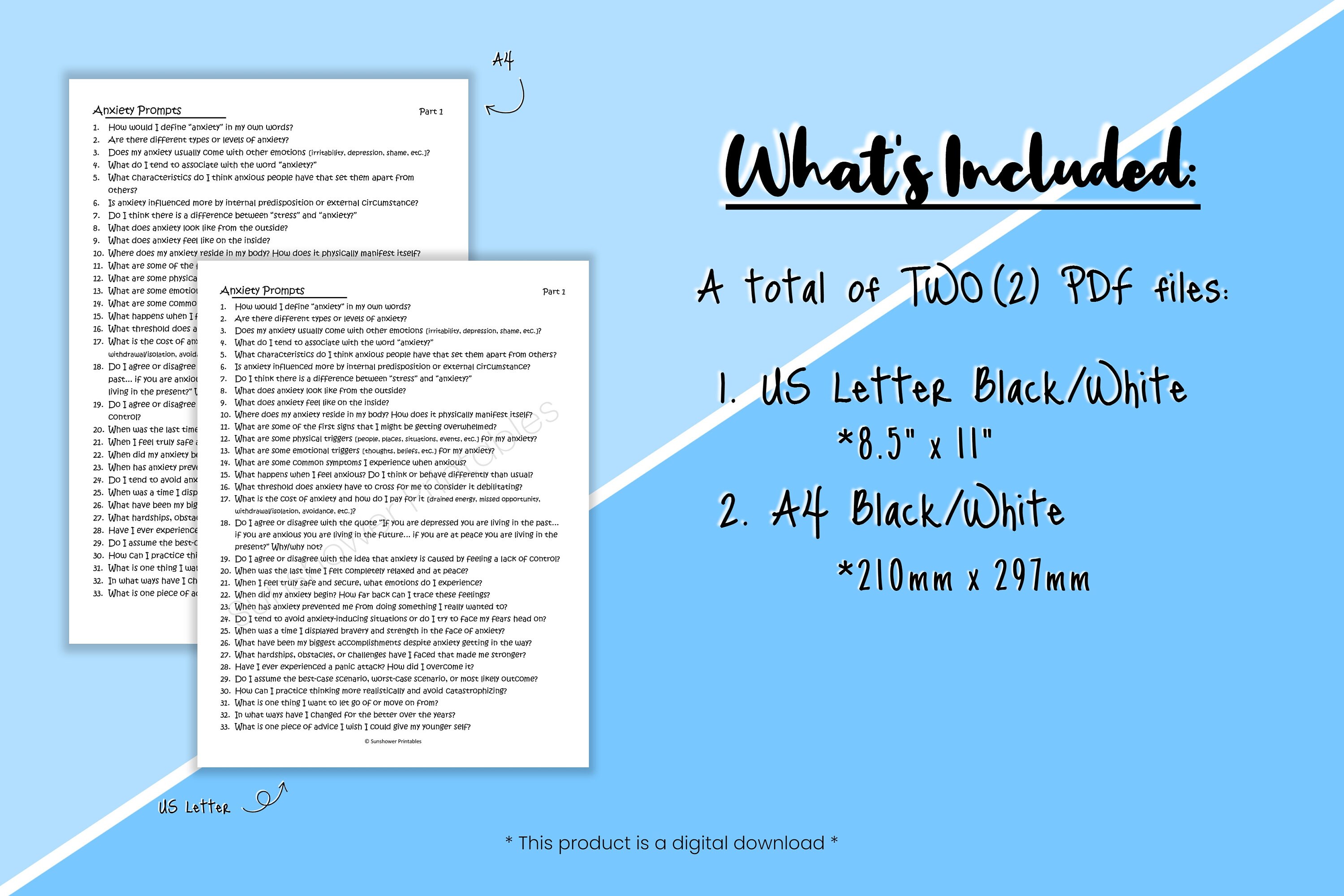 Anxiety Journal Writing Prompts 100 Printable Questions - Etsy