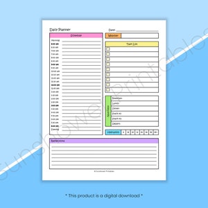Daily Planner Printable Journal Page Hourly Schedule Weekly - Etsy