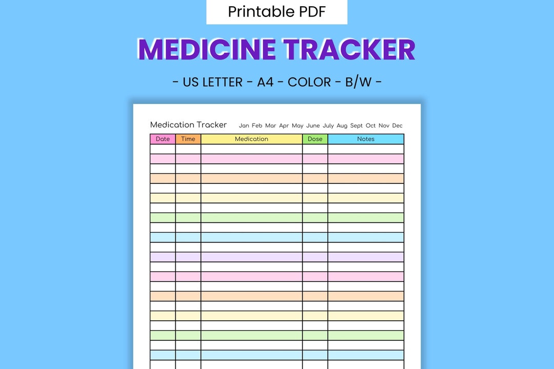 Medication Tracker Printable Planner - Prescription & Medicine Chart ...