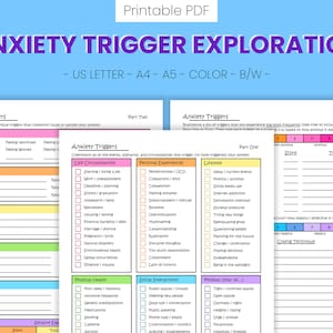 Anxiety Trigger Exploration Printable Worksheets Panic - Etsy